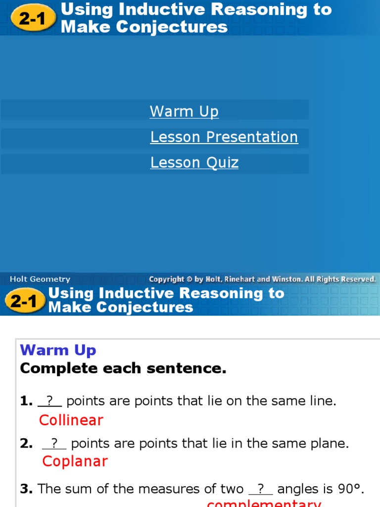 2-1using Inductive Reasoning To Make Conjectures - PPSX | PDF | Conjecture | Numbers