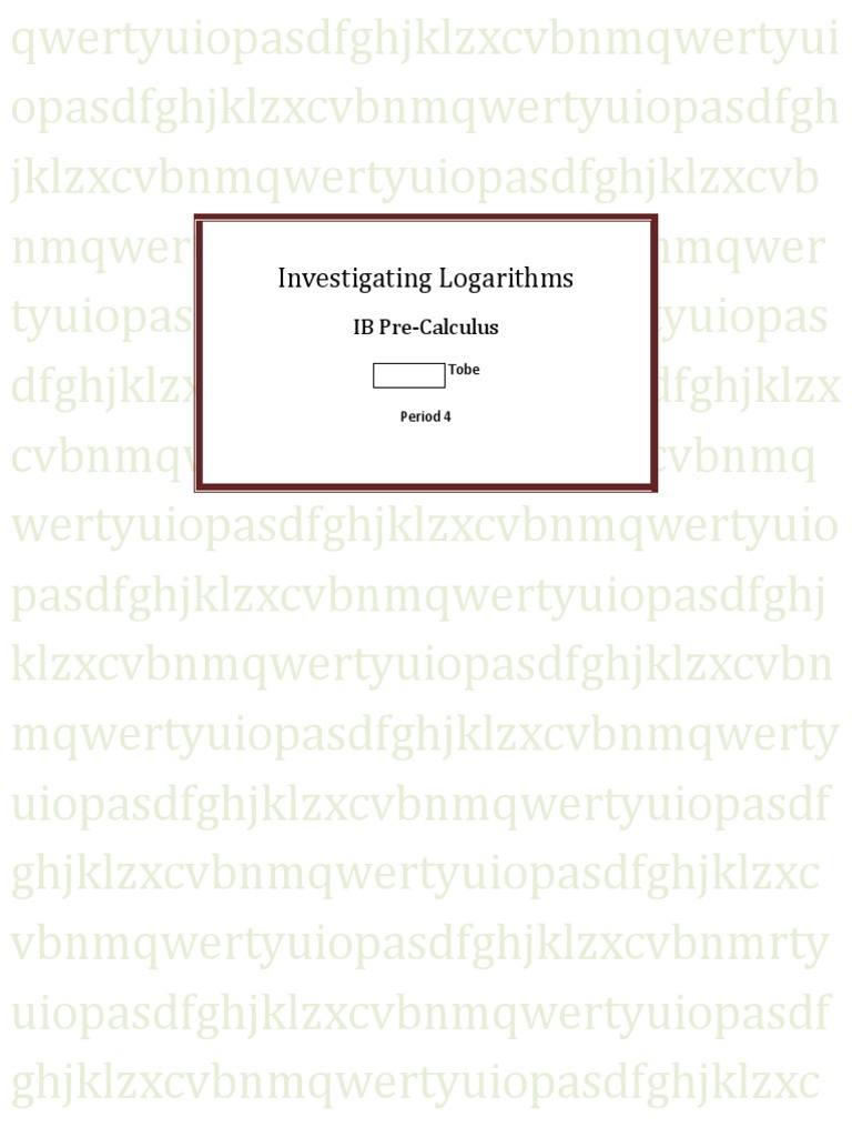 IB Pre-Calculus Logarithms Rules Restate Exponent Rules | PDF ...