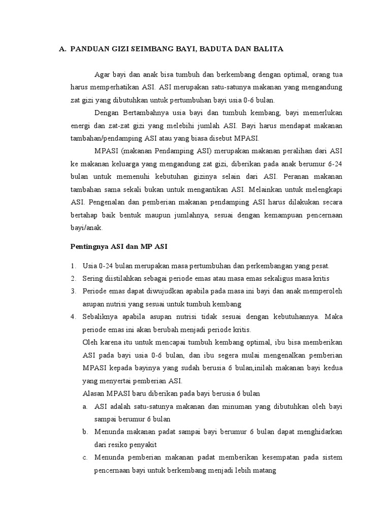 Panduan Gizi Seimbang Baduta | PDF