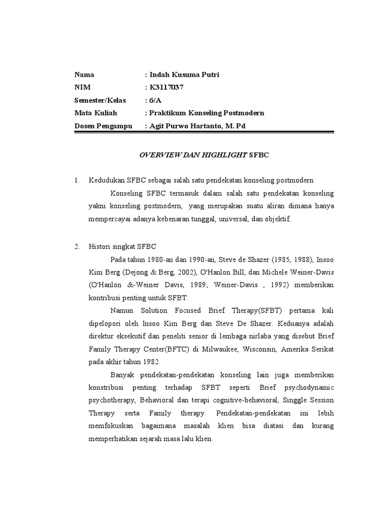 Panduan Praktikum SFBC | PDF | Karier & Perkembangan | Pengembangan Diri