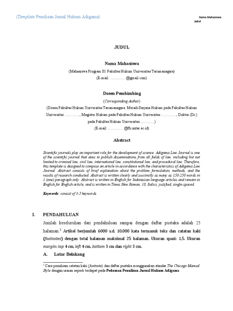 Template Jurnal Hukum Adigama | PDF