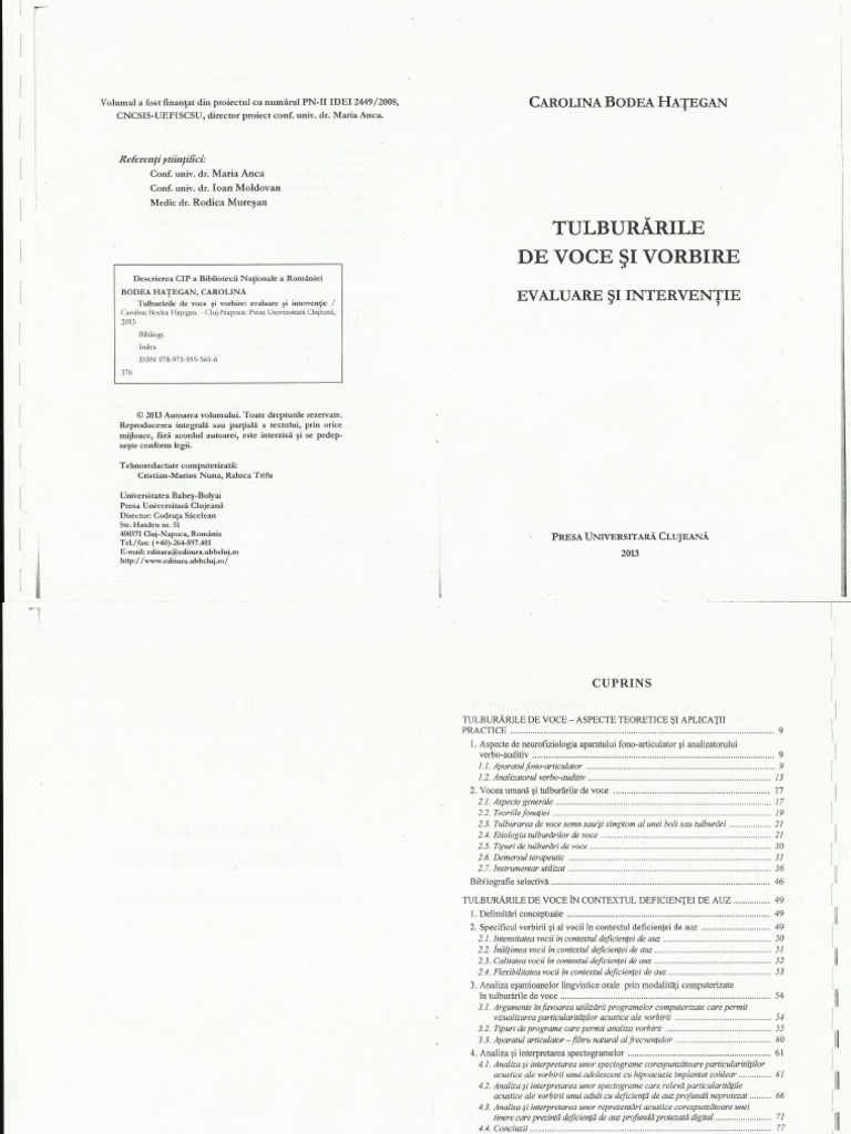 Tulburarile de Voce Si Vorbire PDF | PDF