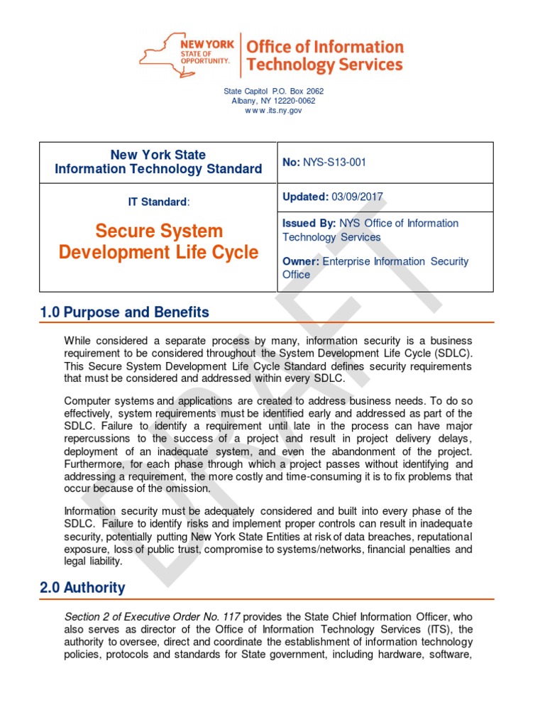 Secure SDLC Requirements for NYS Systems | PDF | Information Security ...