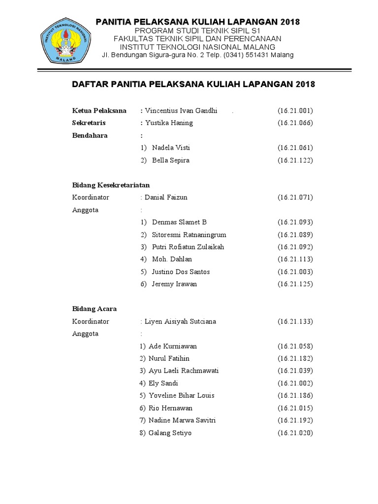 Daftar Panitia | PDF