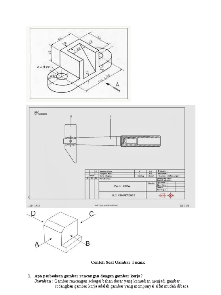 Contoh Soal Gambar Teknik-Dikonversi | PDF