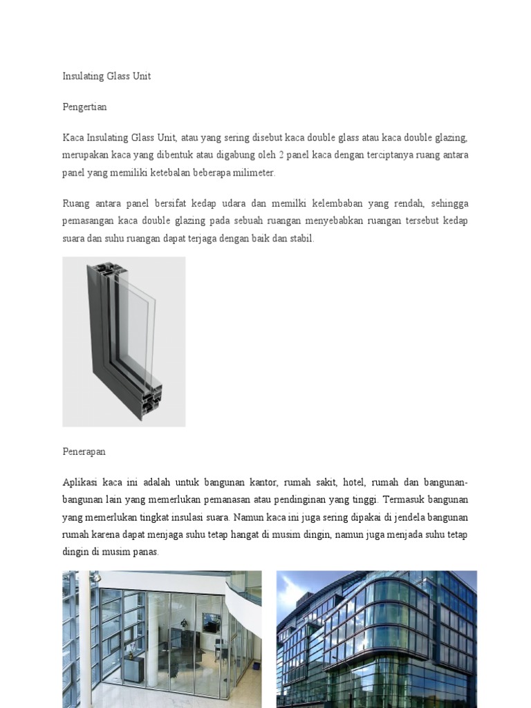 Insulating Glass Unit Double Glass Pdf