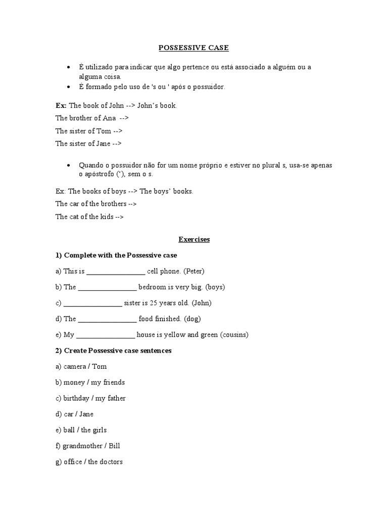 Possessive Case | PDF