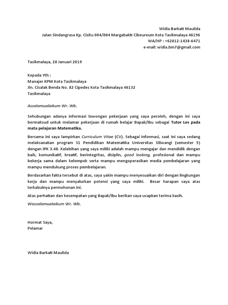 Surat Permohonan KPM | PDF