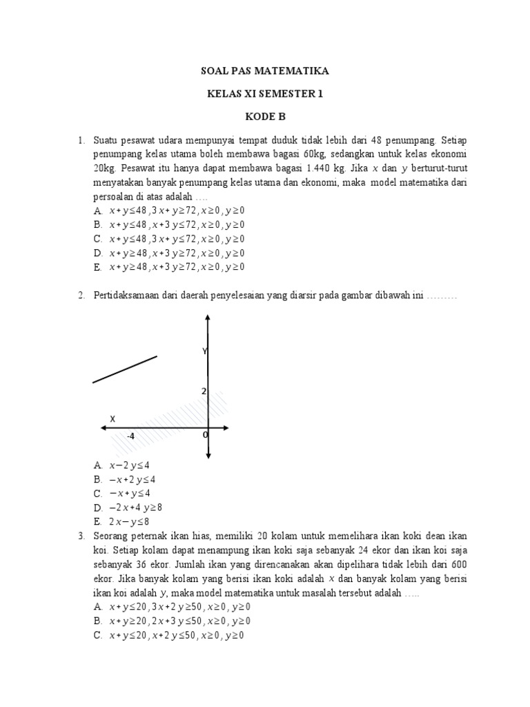 Soal Pas Kelas Xi Sem 1 (Kode B) | PDF