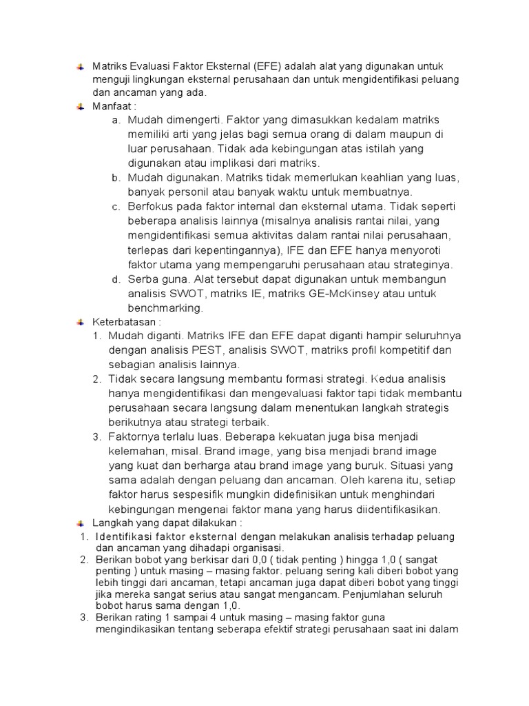 Matriks Evaluasi Faktor Eksternal | PDF