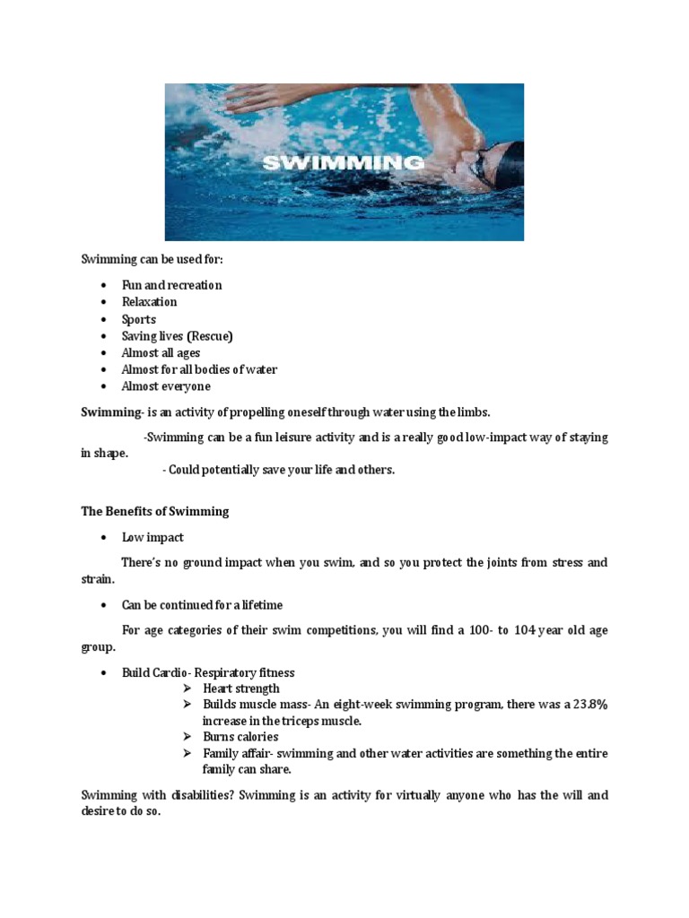 Basic Swimming PDF | PDF | Swimming | Water Sports
