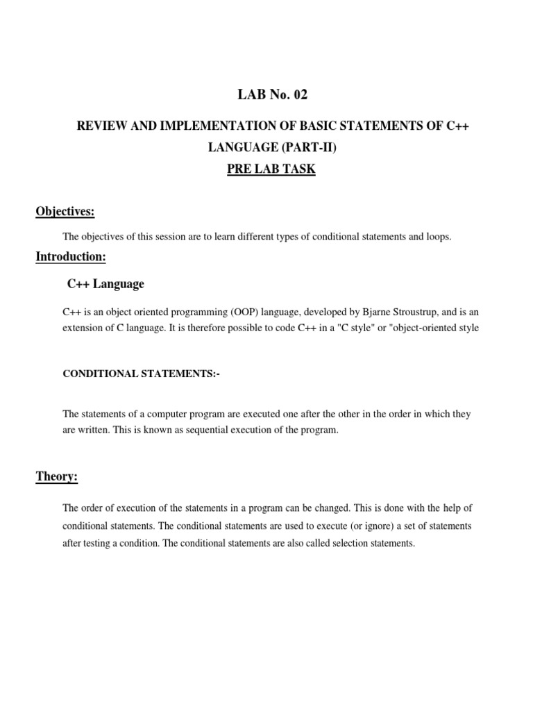Lab 02 | PDF | Control Flow | C++