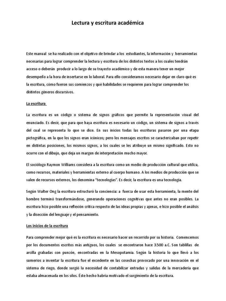Manual de Lectura y Escritura Académica. LEA 2019 (1) .Odt | PDF | Escritura | Libros