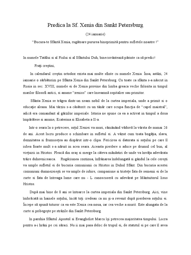Predica La Sfânta Xenia | PDF
