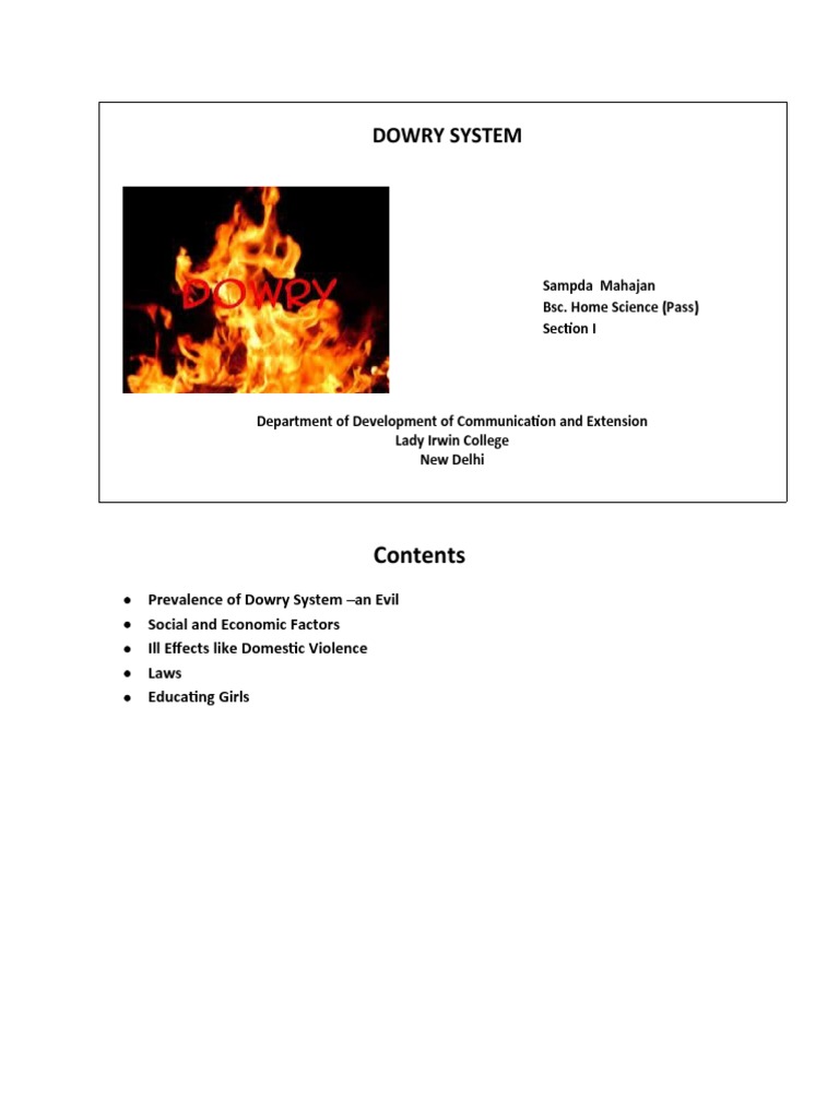 Dowry System in India | PDF | Domestic Violence | Marriage, Unions And ...