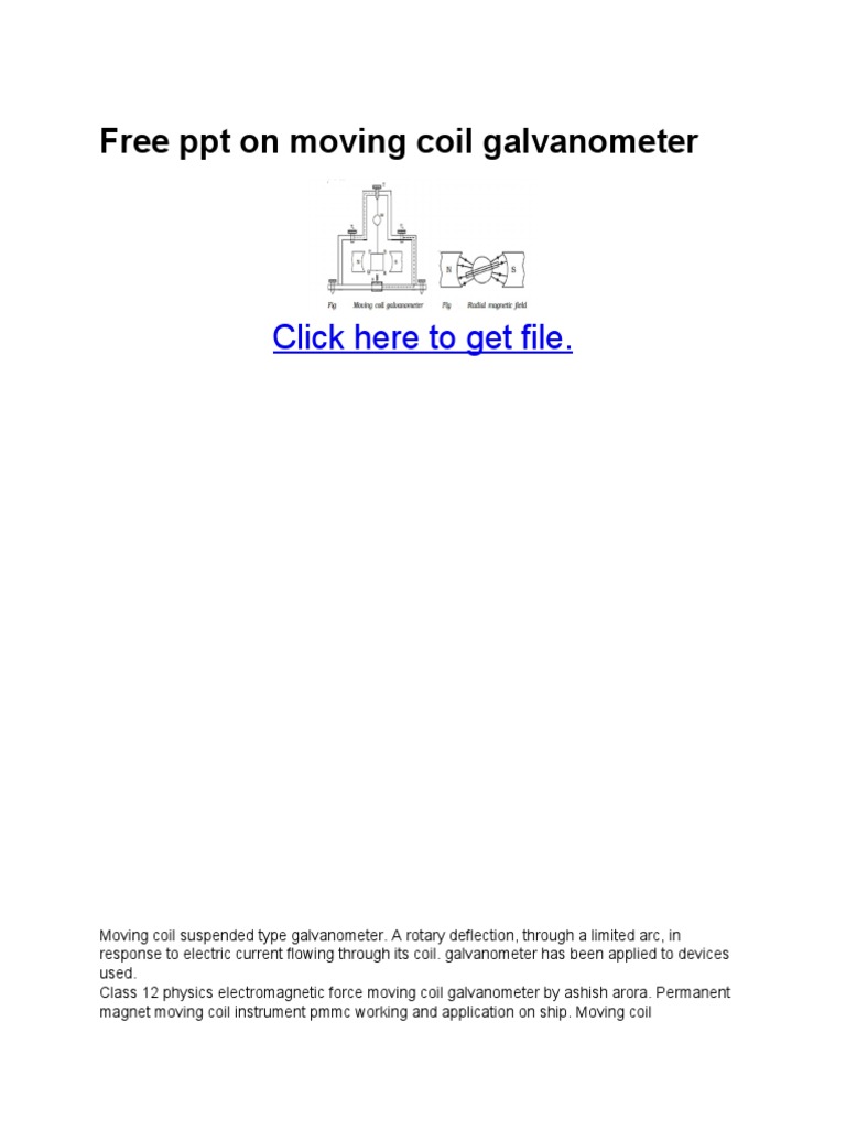 Free PPT On Moving Coil Galvanometer | PDF | Electrodynamics | Inductor