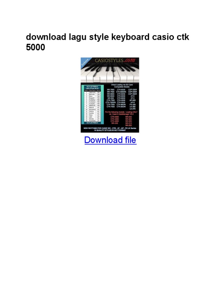 Lagu Style Keyboard Casio CTK 5000 | PDF
