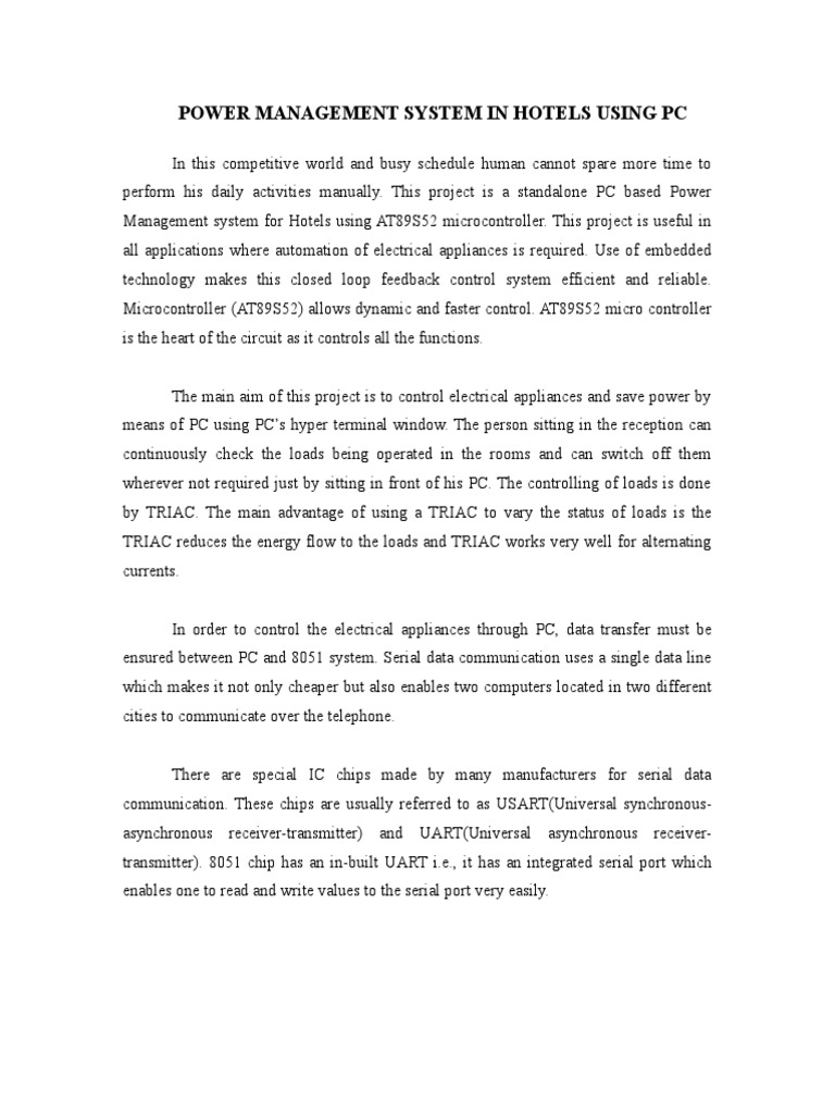 Ee56 Power Management System in Hotels Using PC | PDF