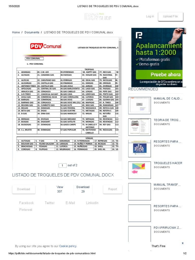 Listado de Troqueles de PDV Comunal PDF | PDF | Informática y ...