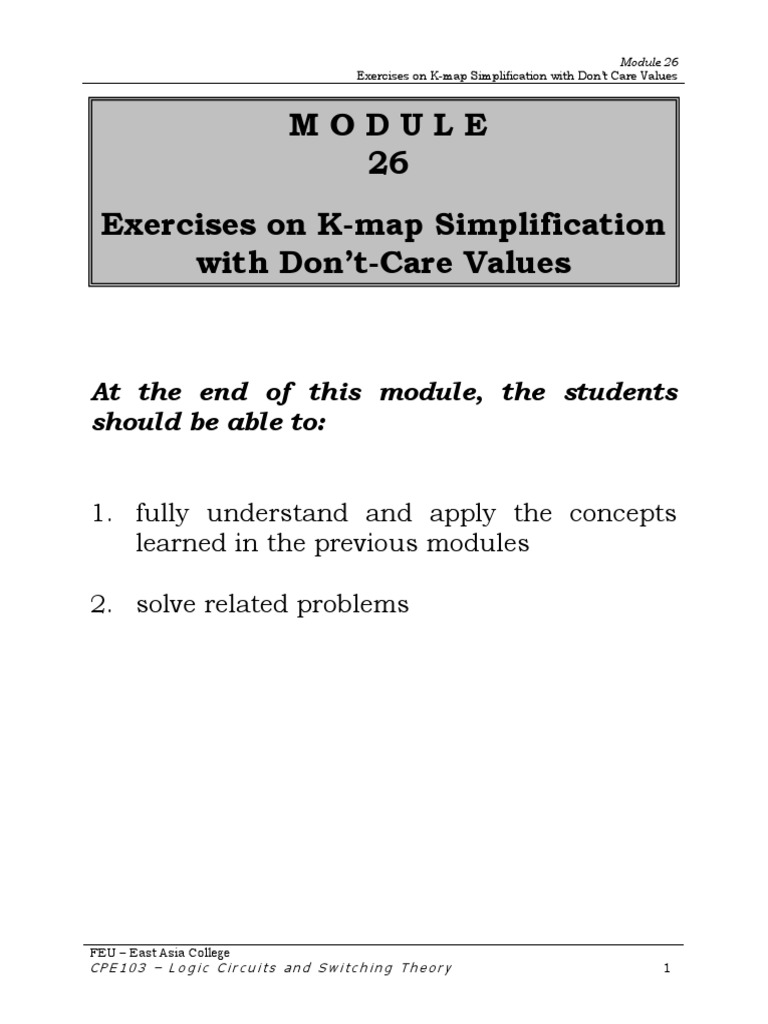 Module 26 - Exercises On K-Map Simplification With Don't-Care Values ...