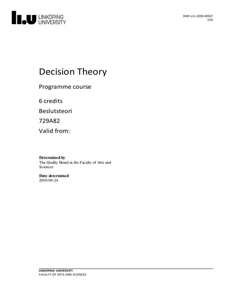 Decision Theory Course Overview | PDF | Decision Theory | Theory