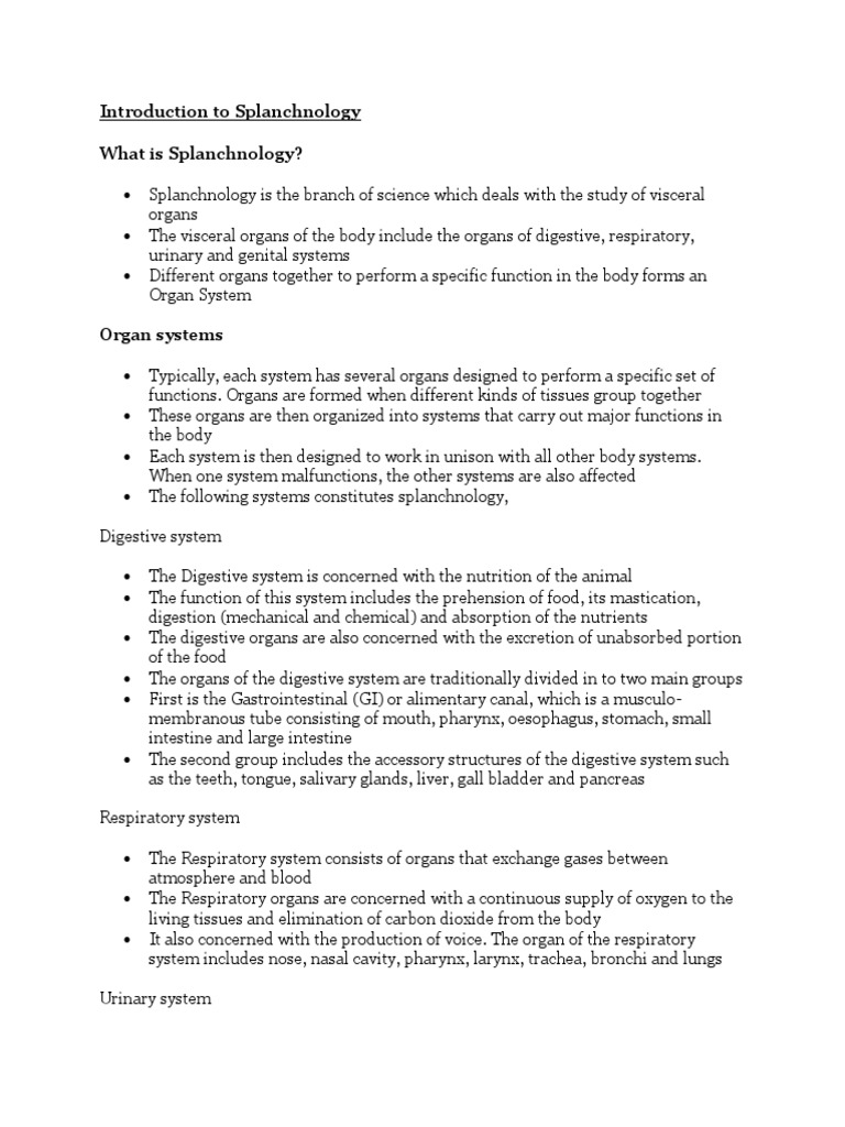 Introduction To Splanchnology | PDF | Gastrointestinal Tract | Human ...