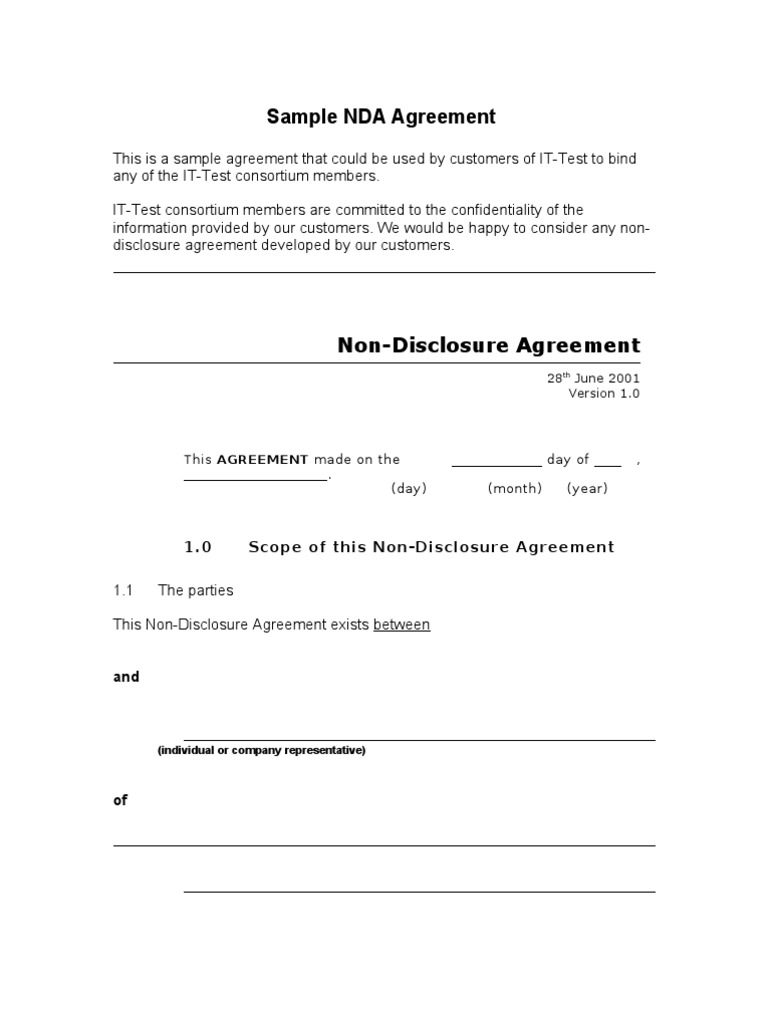 Sample Nda Agreement | PDF | Non Disclosure Agreement | Information Science