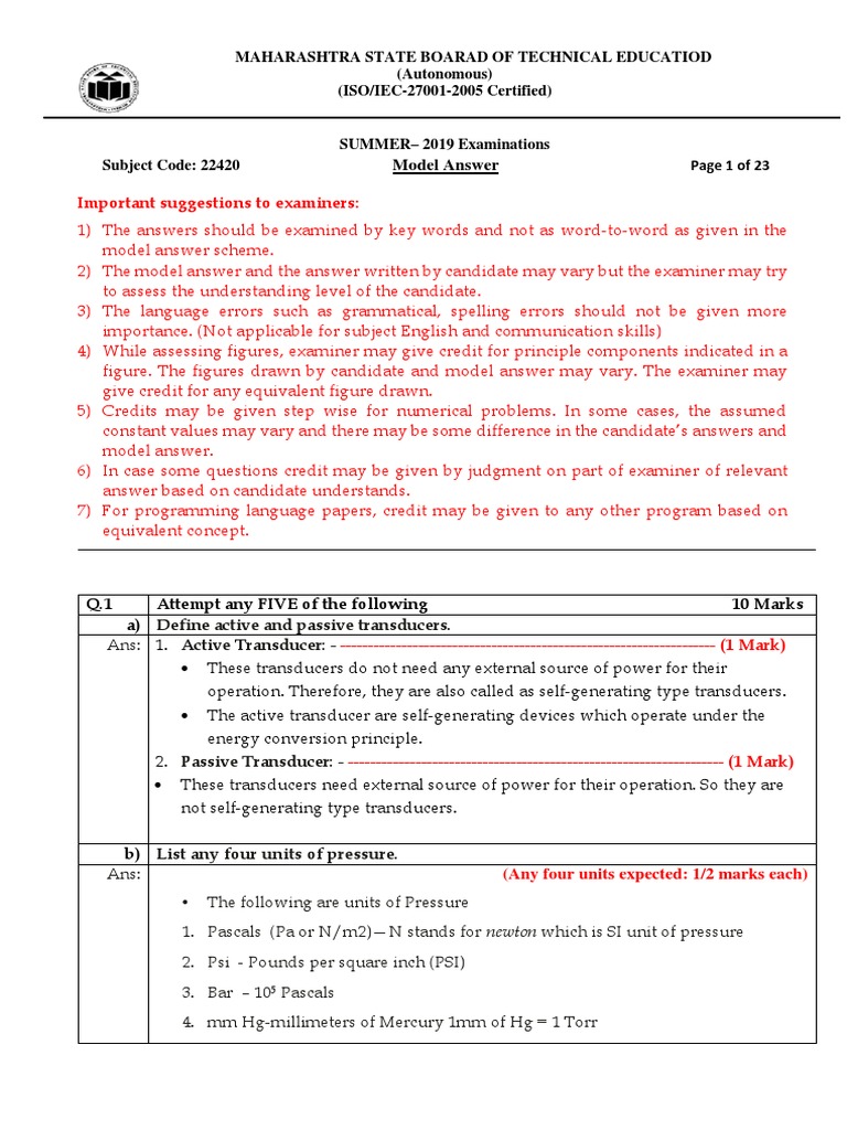2019 Summer Model Answer Paper (Msbte Study Resources) | PDF | Buoyancy | Capacitor