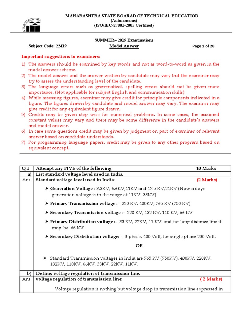 2019 Summer Model Answer Paper (Msbte Study Resources) PDF | PDF ...