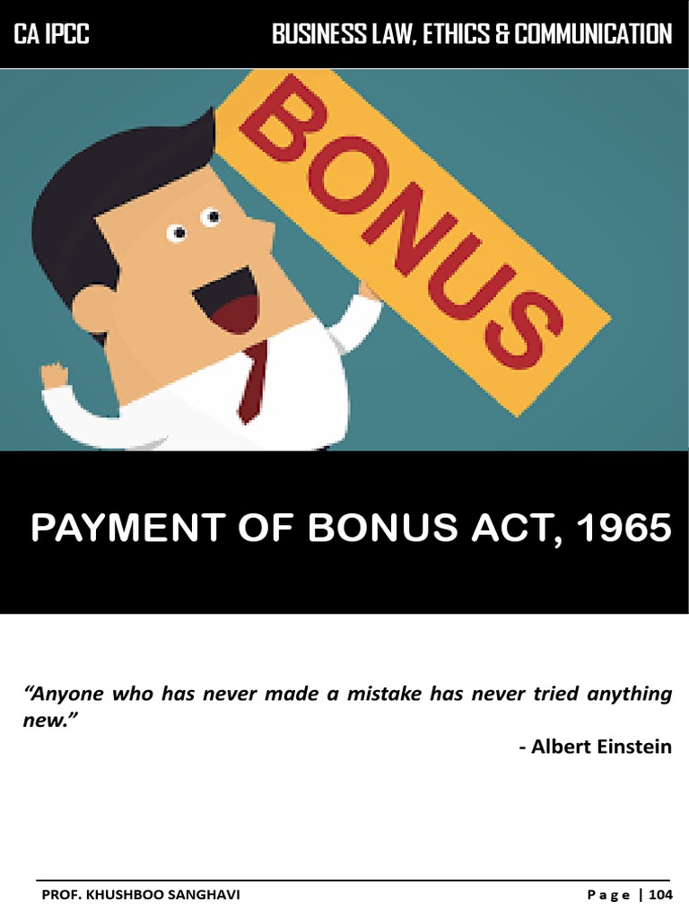 Analysis of Key Provisions of the Payment of Bonus Act, 1965 | PDF ...
