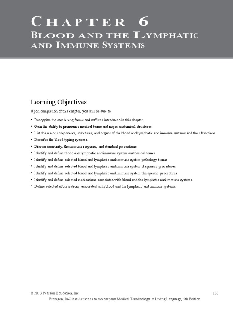 Worksheet Chapter 6 | PDF | Lymphatic System | Red Blood Cell