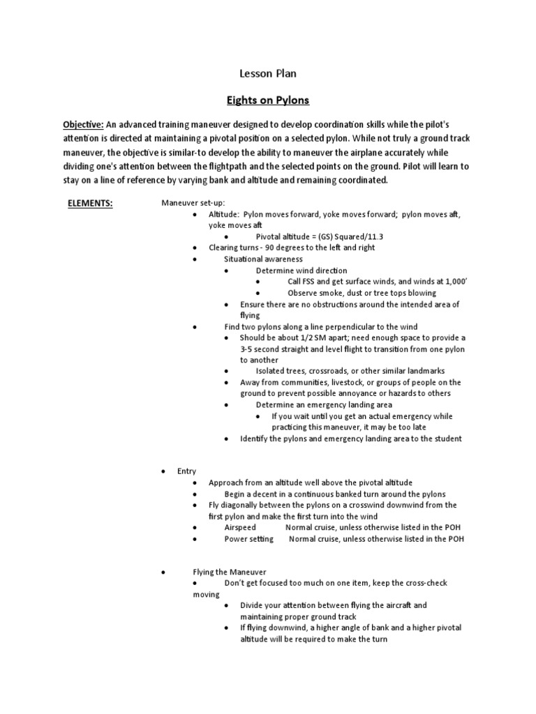 Lesson Plan Eights On Pylon | PDF | Wound | Aviation