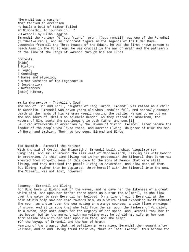 Earendil The Mariner | PDF | Middle Earth | Fantasy Worlds