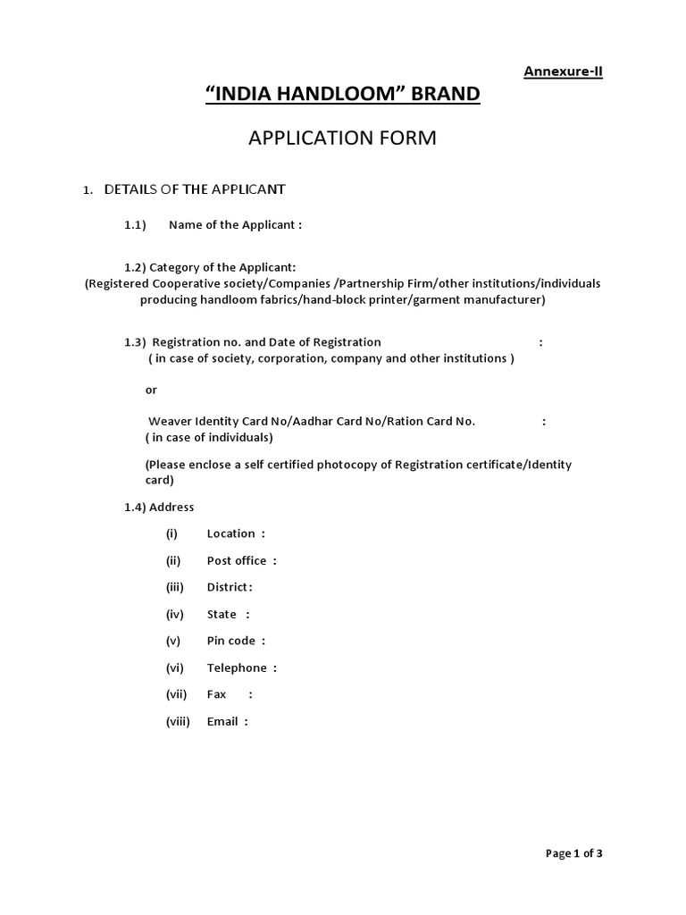 Application Form 2018 19 | PDF | Loom | Weaving