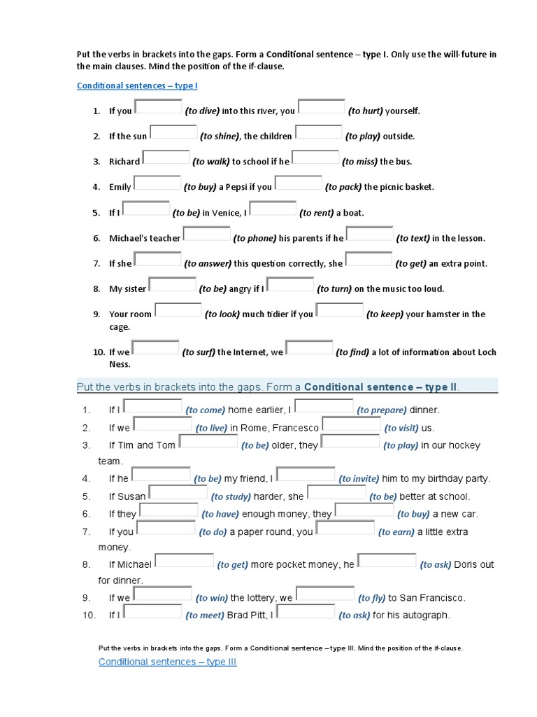Conditional Sentences Practice Worksheet Pdf Grammar Linguistics