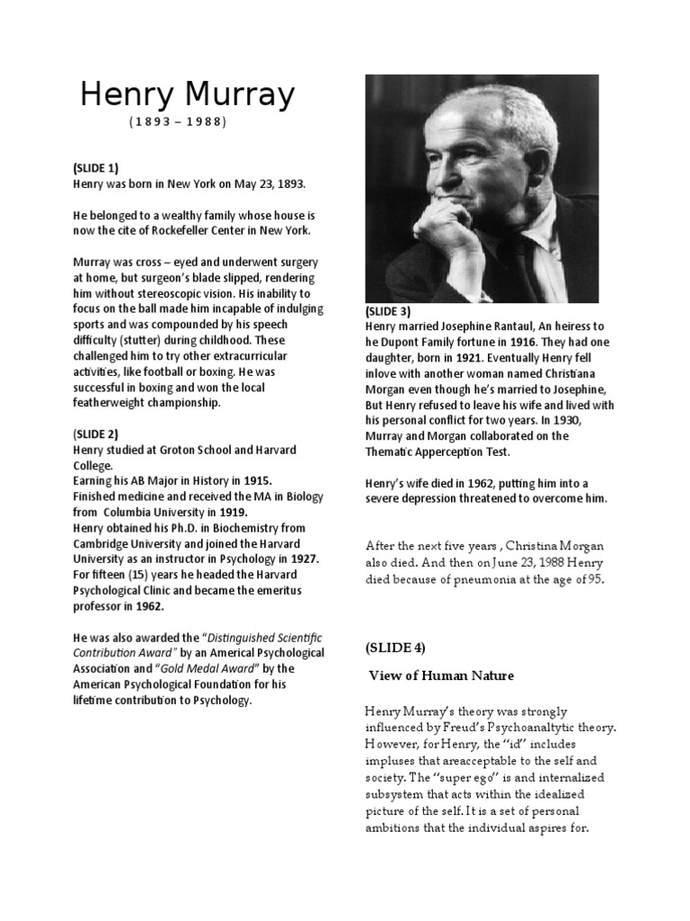 Henry Murray | PDF | Psychoanalysis | Id