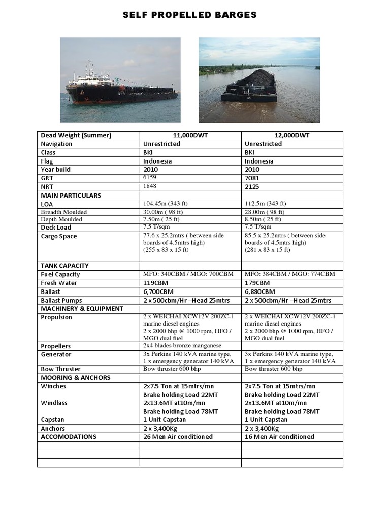 Self Propelles Barges DC Specifications | PDF | Marine Propulsion ...