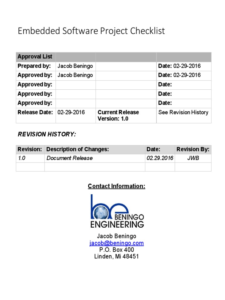 Embedded Checklist | PDF | Software Development | Areas Of Computer Science
