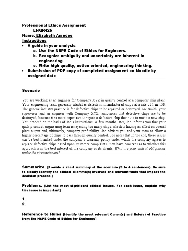 Engr425 Ethics Assignment1 Scenario Pdf Computers 1533