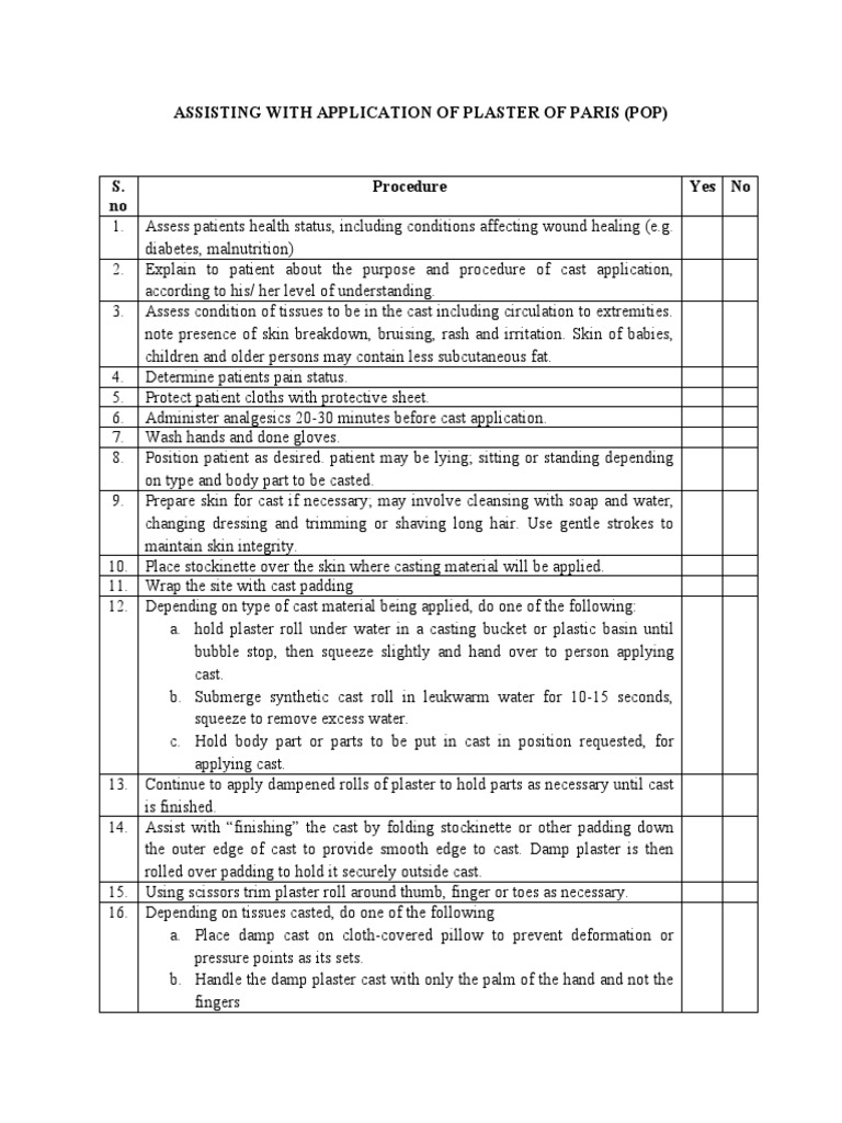 Assisting in Application of Plaster of Paris | PDF | Plaster | Skin