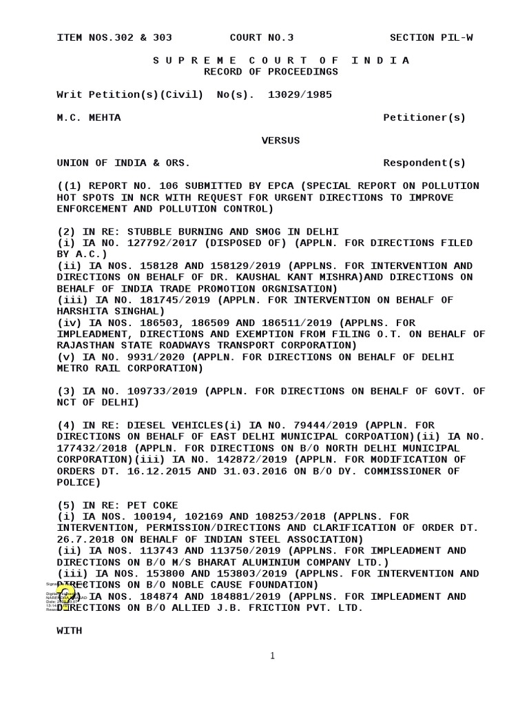 Writ Petition (Civil) 13029 - 1985 (06-03-2020) | PDF | Delhi | Human ...