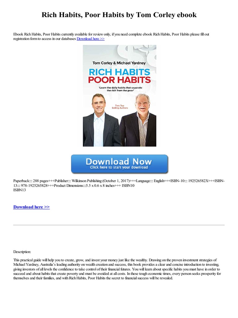 Rich Habits Poor Habits PDF | PDF | Poverty | Poverty & Homelessness