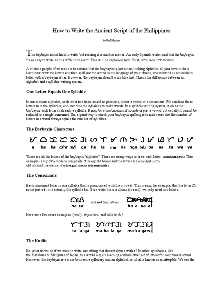 How to Write the Ancient Script of the Philippines | PDF | Alphabet ...