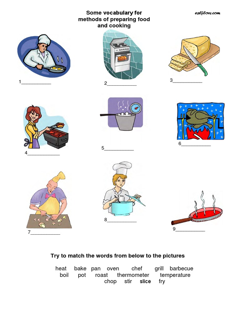 Cooking Methods Vocabulary Worksheet | PDF