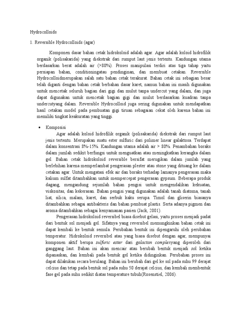 Panduan Lengkap Hydrocolloids dalam Kedokteran Gigi | PDF