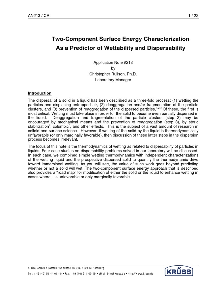 SFT Kruss Application Note | Download Free PDF | Surface Tension | Wetting