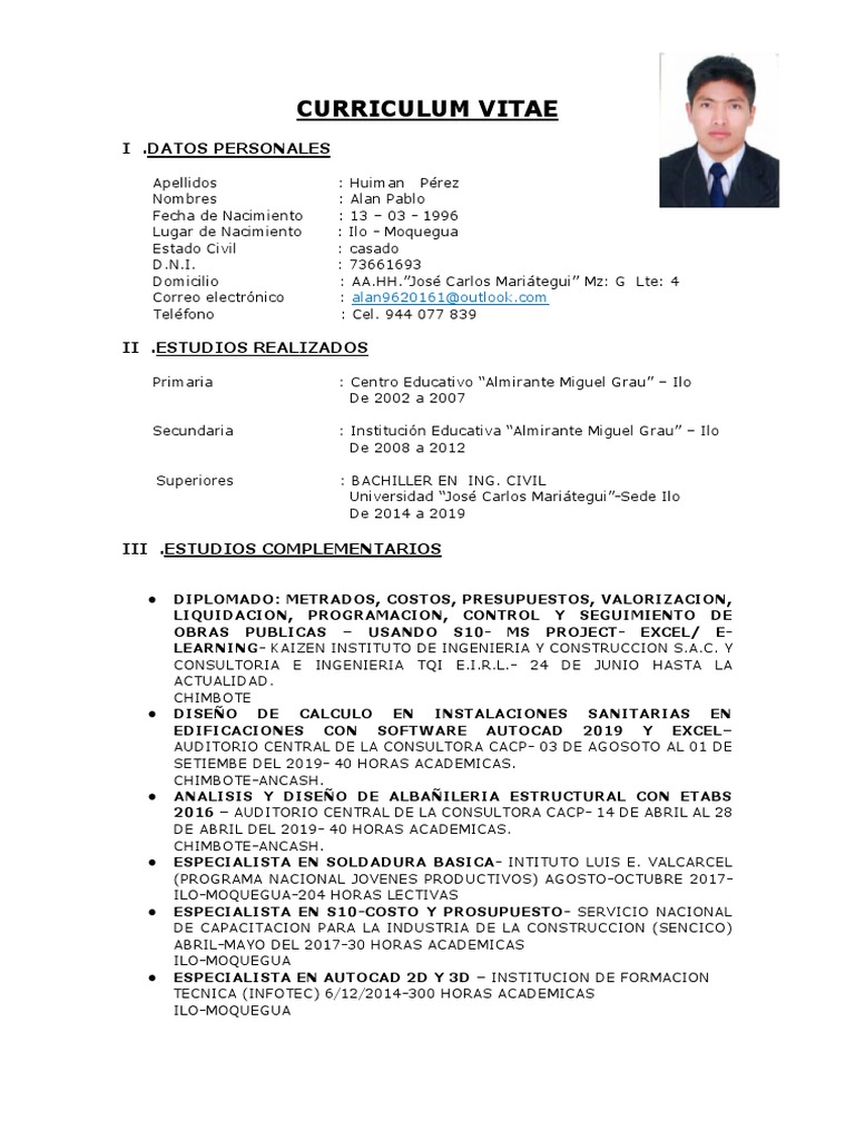 Curriculum Alan | PDF | Ingeniería | Comunicación