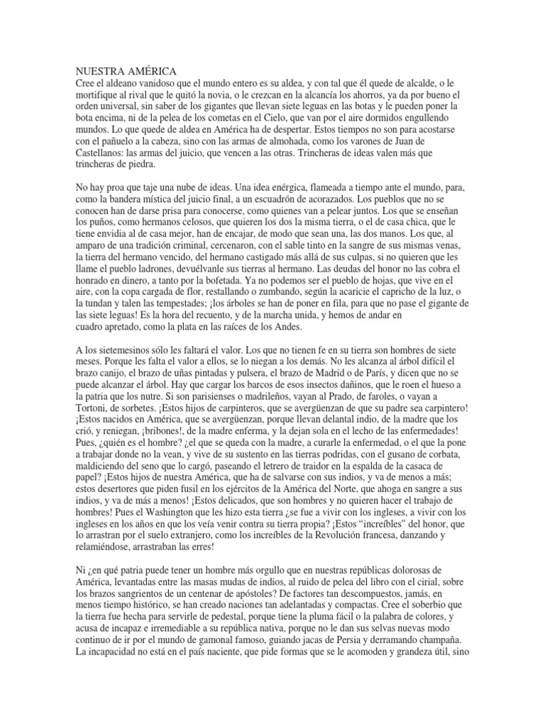 Nuestra America - Jose Marti PDF | PDF