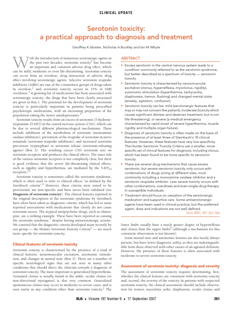 Hunter Serotonin Toxicity Criteria PDF | PDF | Serotonin | Selective ...