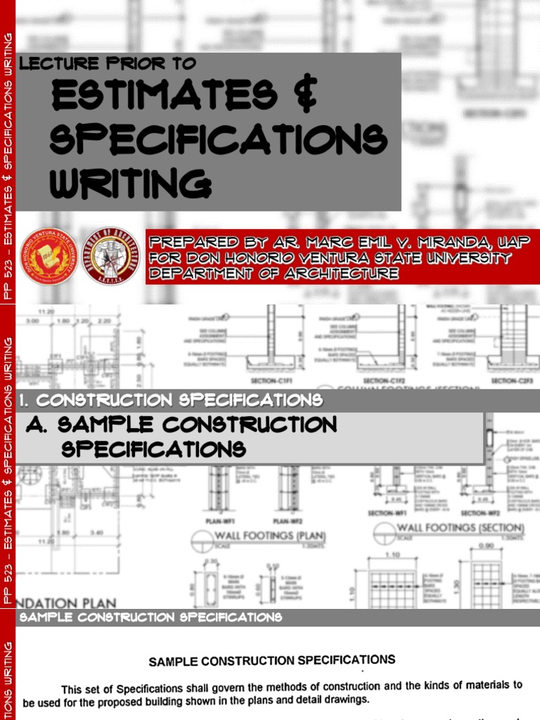 Lecture 03 Construction Specifications Bill of Materials PDF | PDF ...